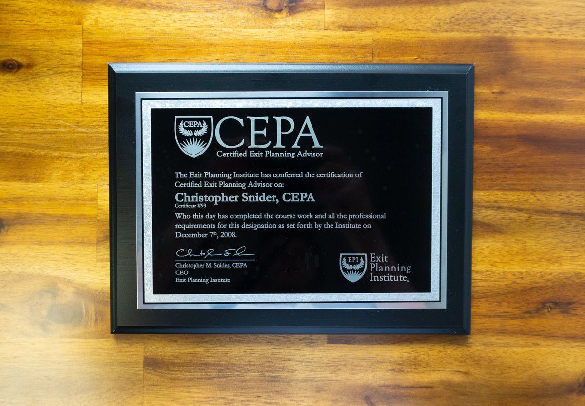 CEPA Plaque – Exit Planning Institute
